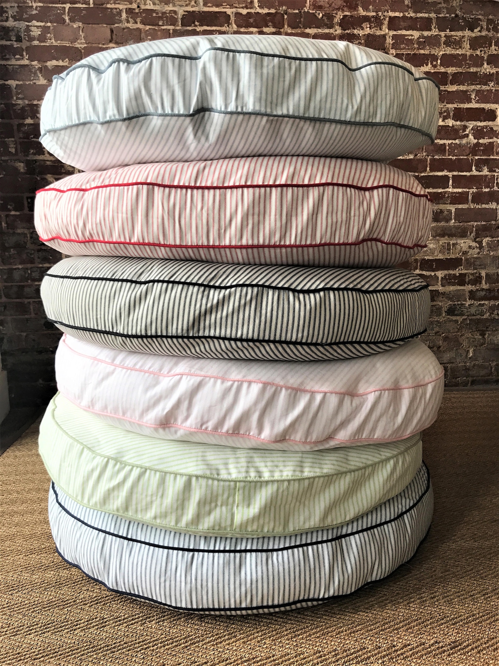 Blue Grey Ticking Stripe Dog Bed Cover - Six Colors and Monogram Option ...