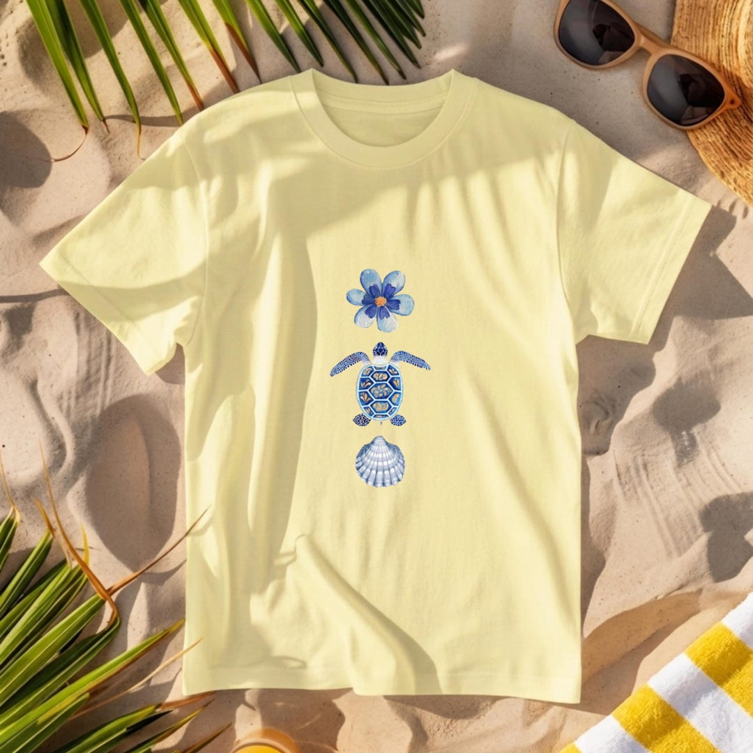 Sea Turtle Floral T-shirt, Ocean Boho Beach Graphic Tee - Etsy