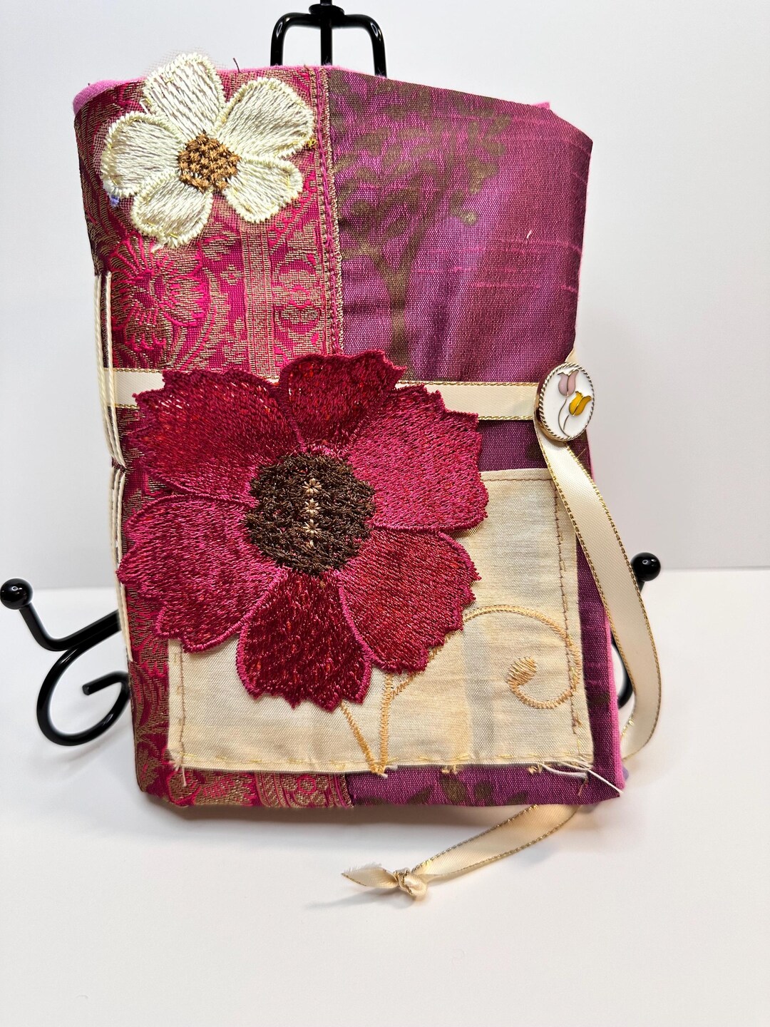 Handmade Watercolor Journal: Vintage Silk Fabric, 200gsm Cotton Paper ...