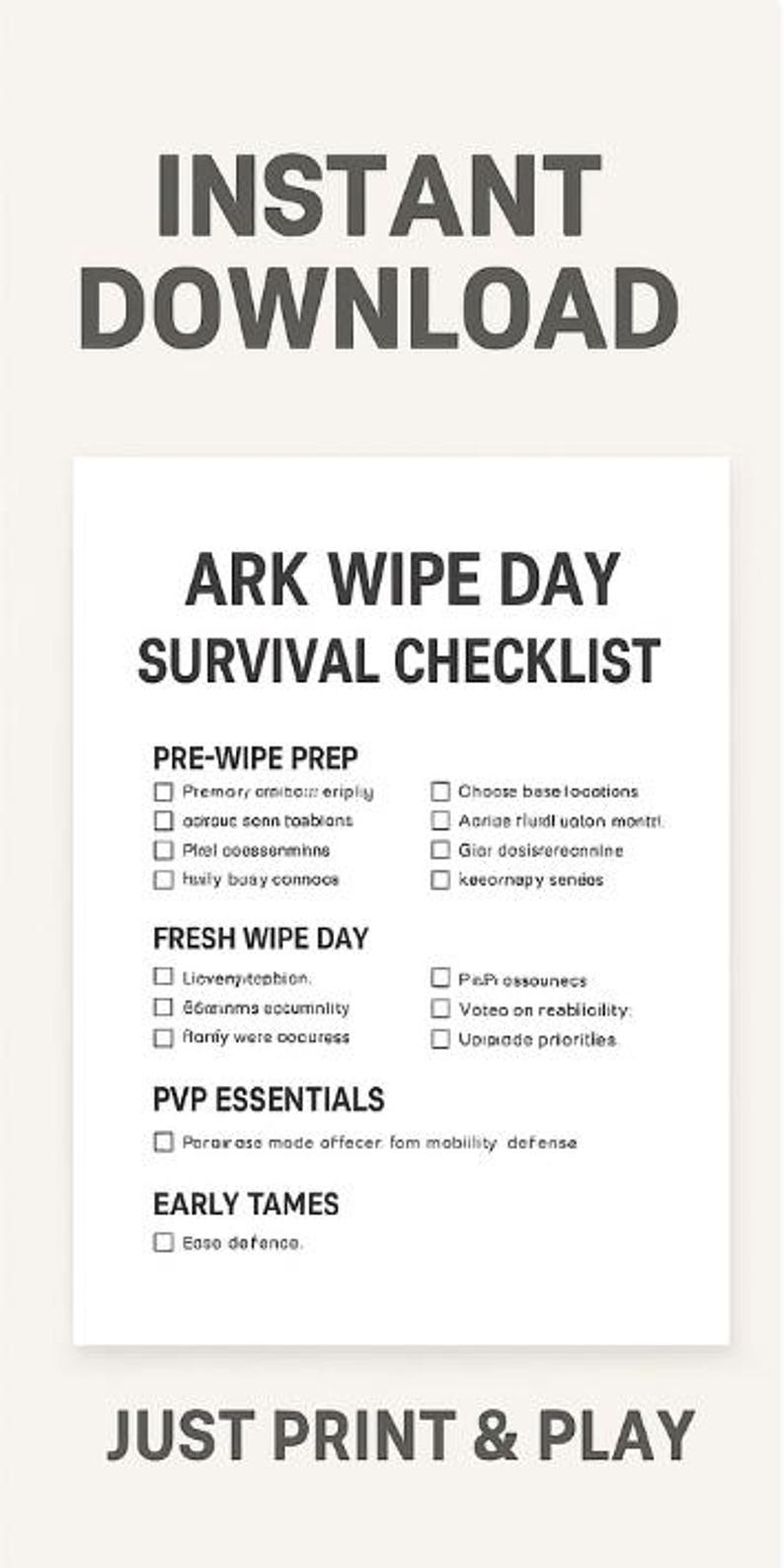 ARK Survival Ascended Wipe Day Checklist | Beginner Printable Guide | Pvp & Pve Starter ...