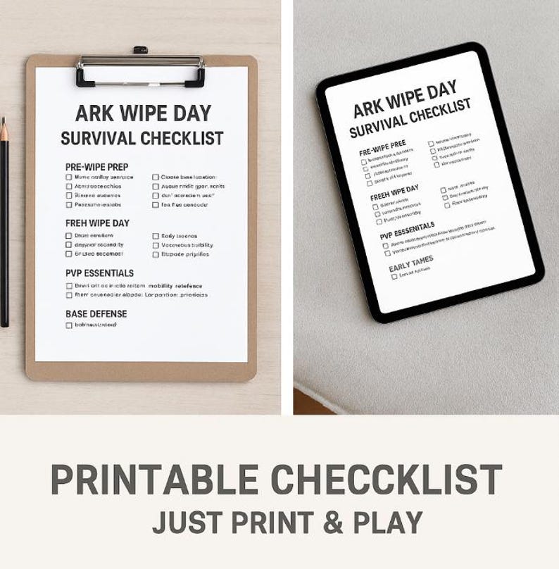 ARK Survival Ascended Wipe Day Checklist | Beginner Printable Guide ...