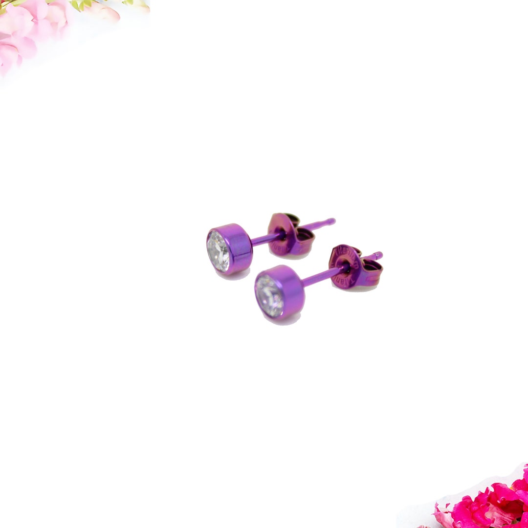 Hypoallergenic Titanium Stud Earrings: 4mm Swarovski Crystal, Sensitive ...
