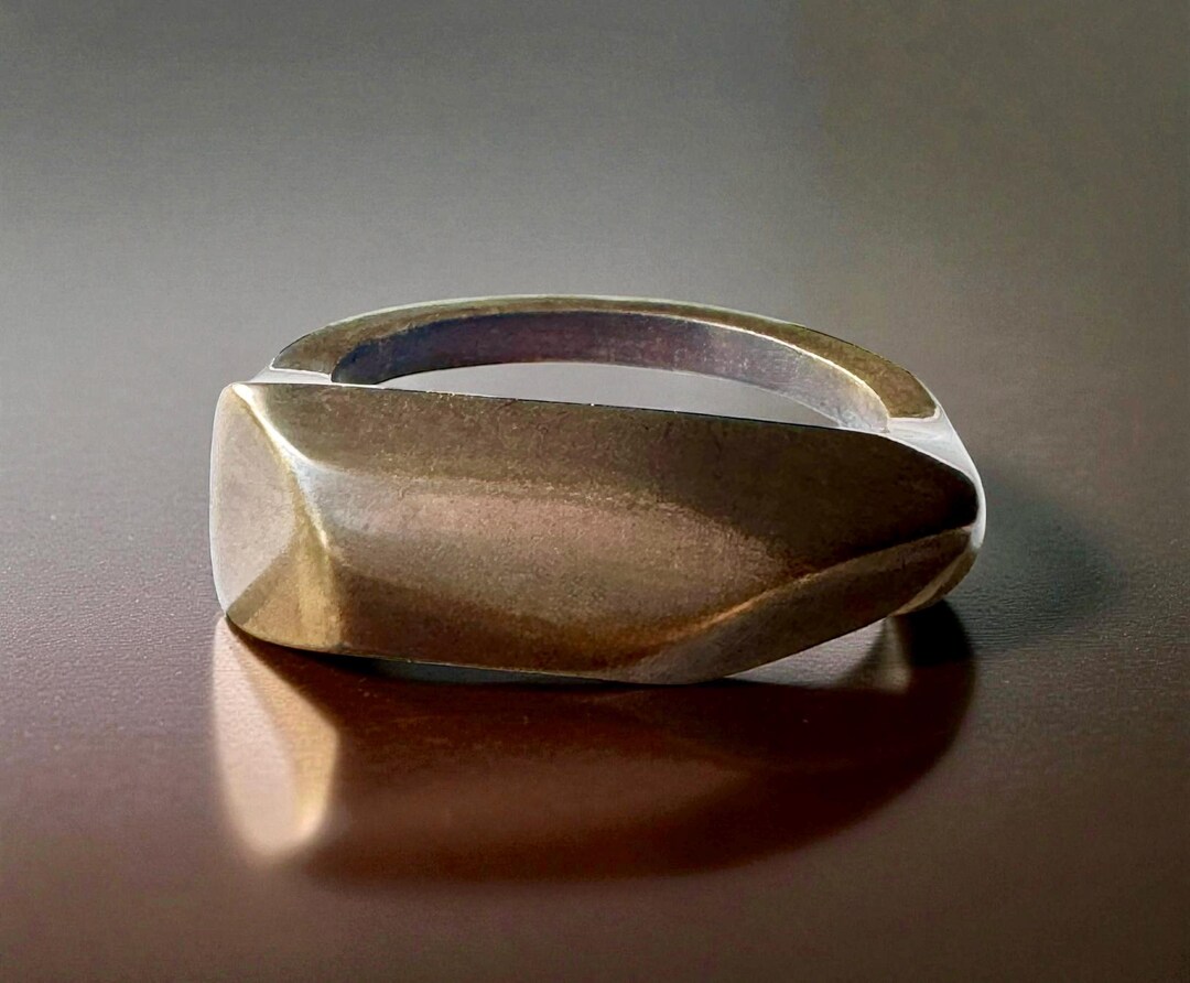 Bronze Ring - Fire Oxidised Antiqued Bronze - Geometric - Brutalist ...