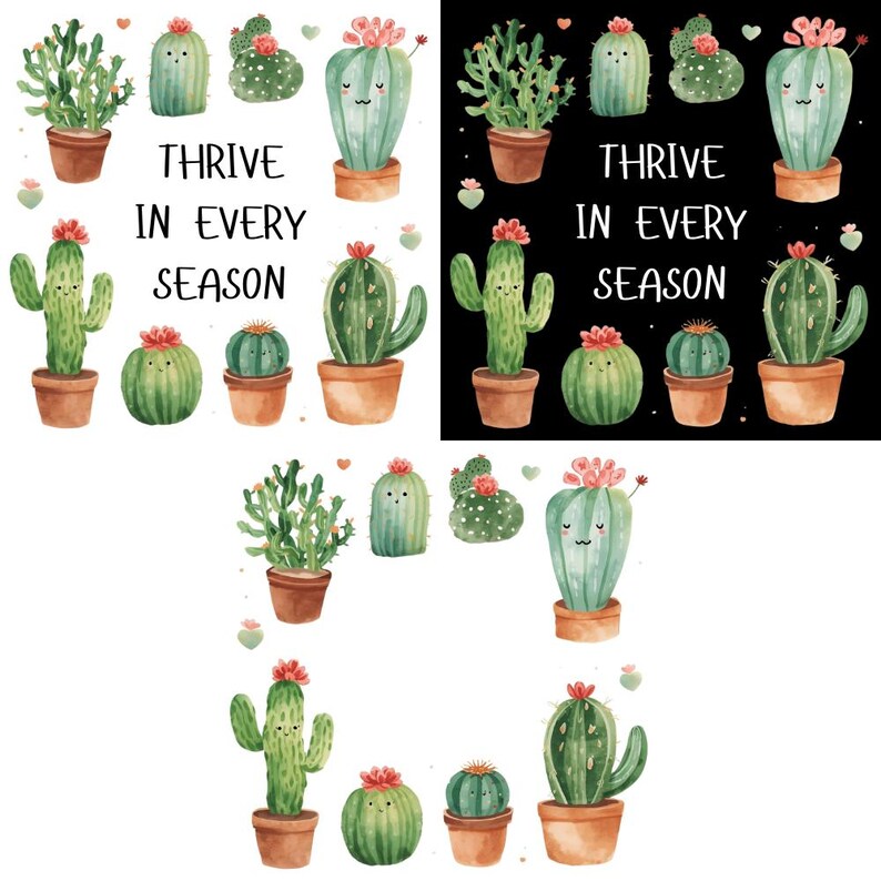 Cactus Inspirational Quote PNG: Boho Botanical Wall Art (digital ...