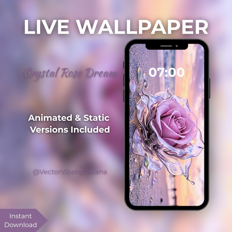 Crystal Rose Live Wallpaper: 3D Floral Phone Background (digital ...