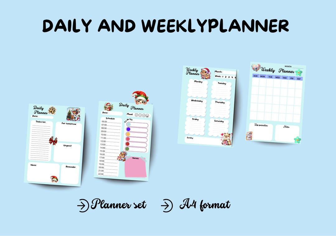 Printable Daily, Weekly and Monthly Planner. - Etsy