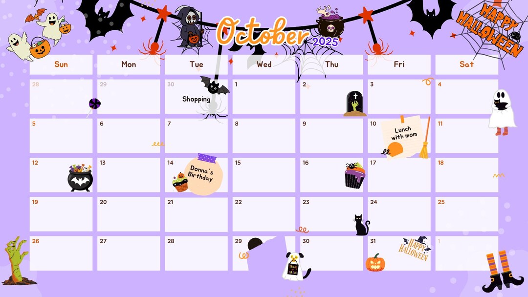 Editable Digital Halloween Pack, Calendars + Planners + PNG and PDF ...