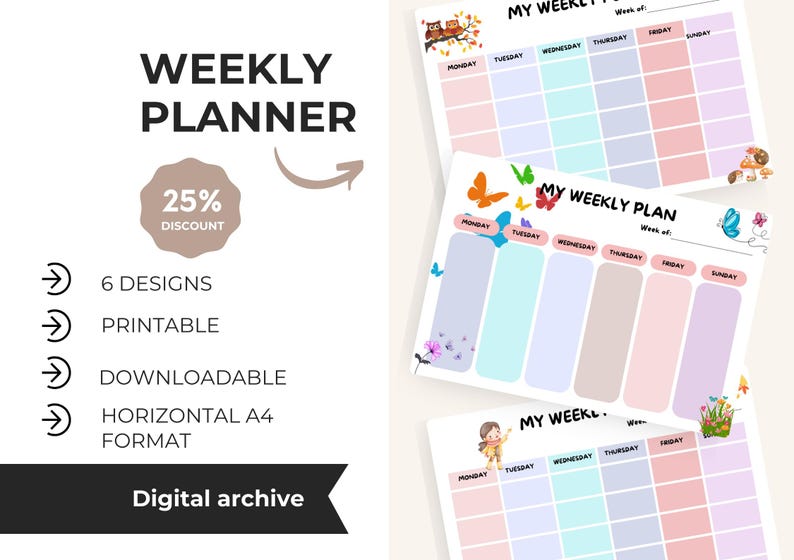 6+ Weekly Planner Templates Printable, Minimal & Aesthetic Designs ...