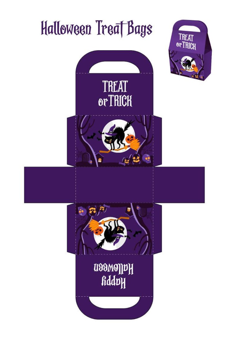 25 Halloween Box Templates PDF, Halloween Treat Box. Printable Party ...