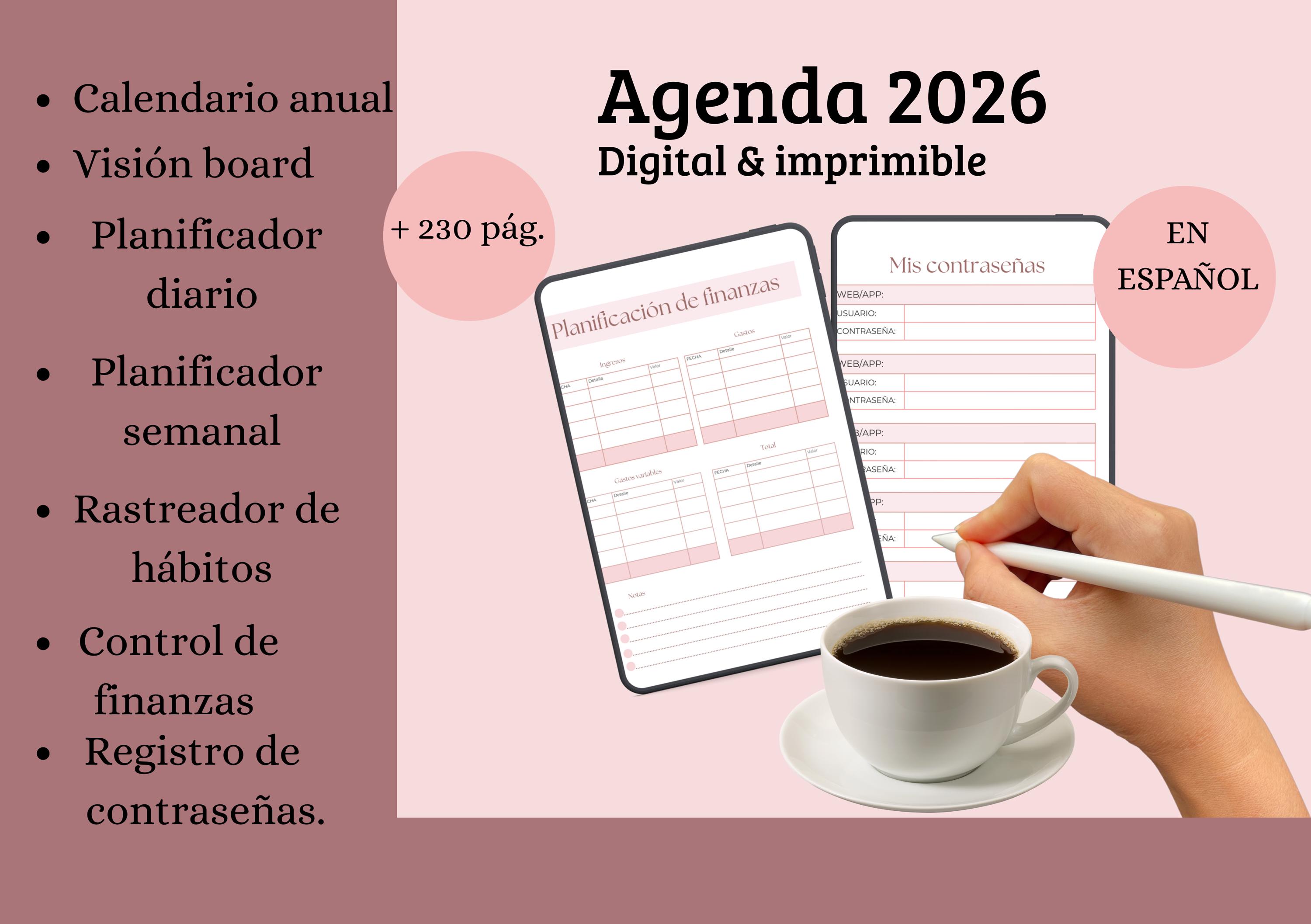 2026 Digital and Printable Planner in Spanish, Editable Template in ...