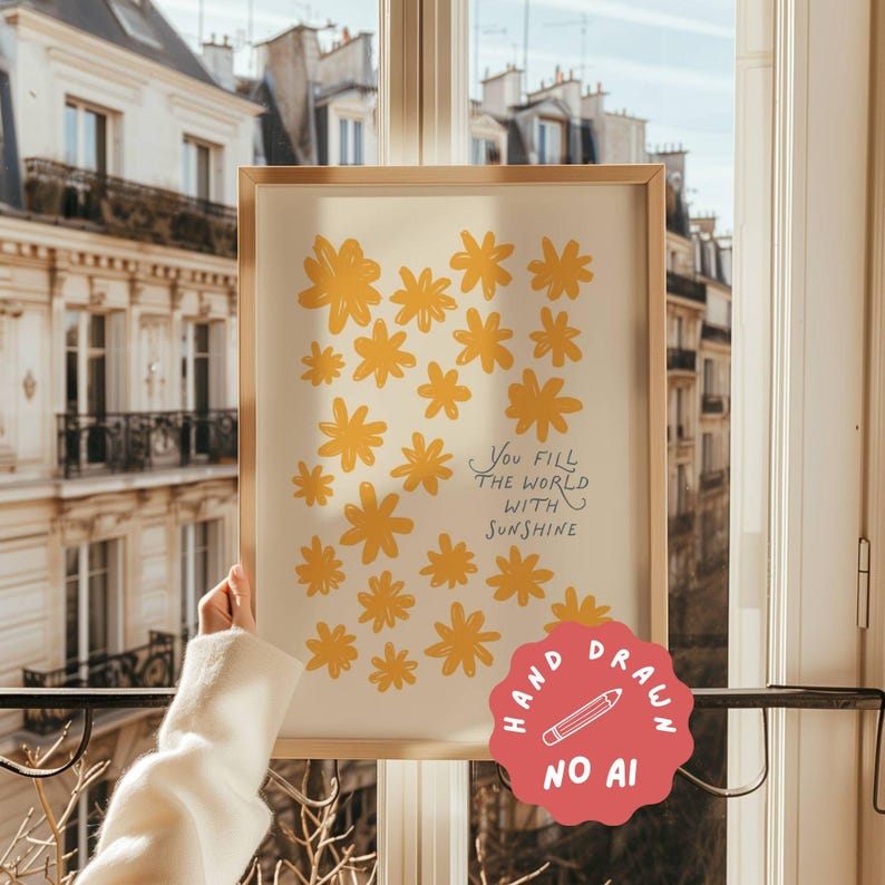 You Fill the World With Sunshine Print, Yellow Flower Nursery Quote ...