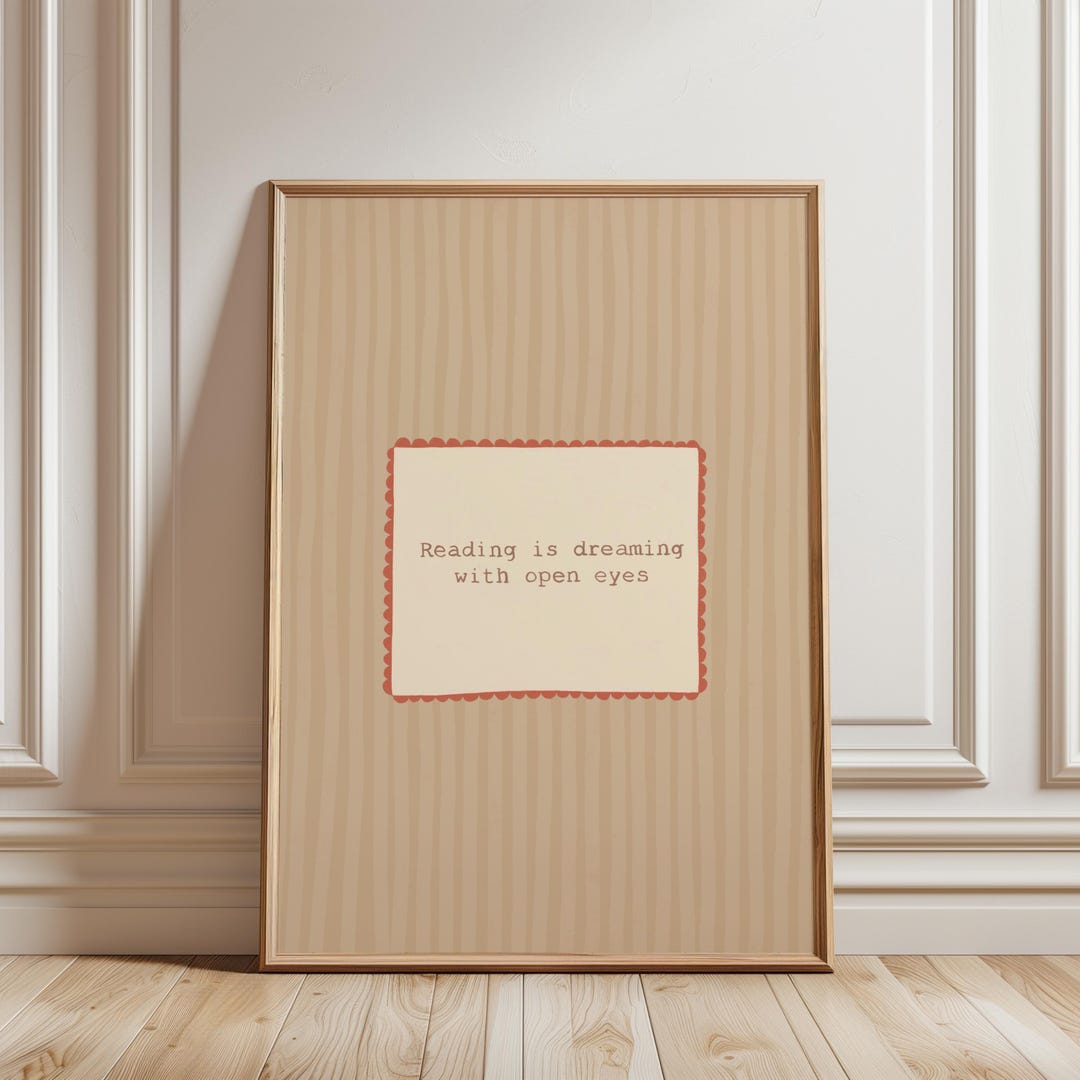 Vintage Reading Quote Poster, Neutral Striped Print, Reading is ...