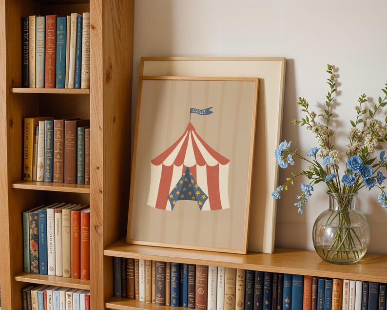 Arte de parede para quarto infantil com tema de tenda de circo, estampa ...