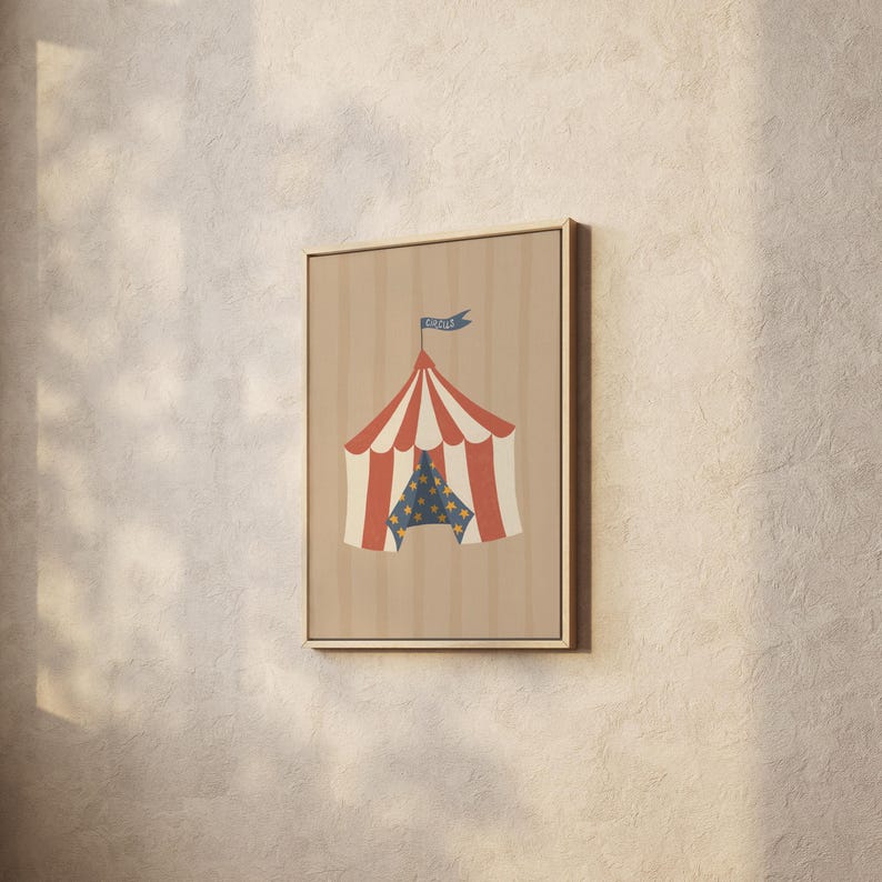 Arte de parede para quarto infantil com tema de tenda de circo, estampa ...