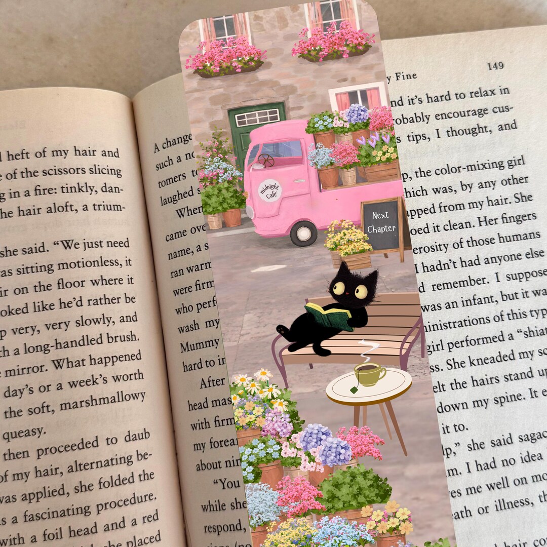 Floral Cat Bookmark Cute Black Cat Bookmark for Book Lovers Cozy Cat ...