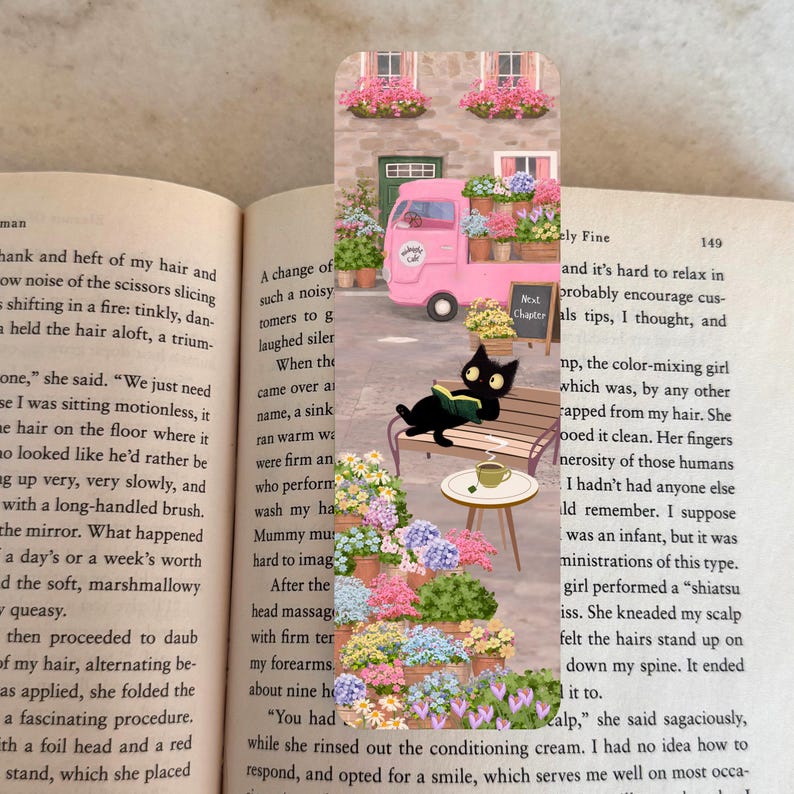 Floral Cat Bookmark Cute Black Cat Bookmark for Book Lovers Cozy Cat ...