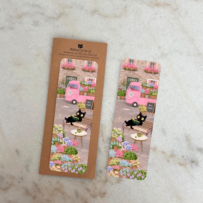 Floral Cat Bookmark Cute Black Cat Bookmark for Book Lovers Cozy Cat ...