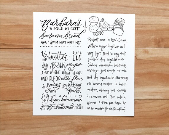 Custom Calligraphy Cocktail Recipe Print Home & Living Wall Décor ...