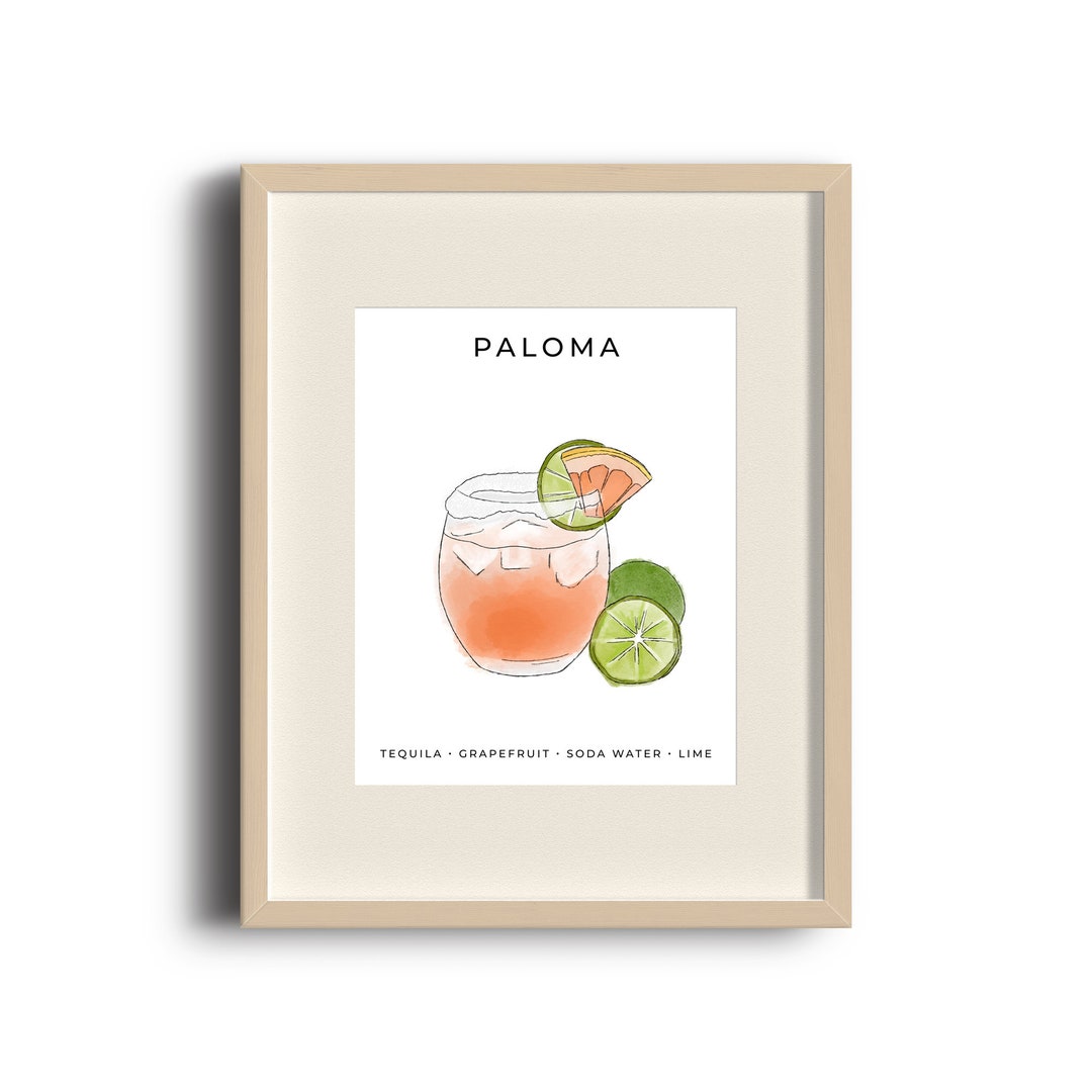 Paloma Cocktail Illustrations, Drinks Print, Signature Cocktail Sign ...