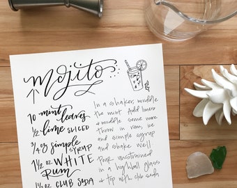 Manhattan Calligraphy Cocktail Recipe Print | Etsy