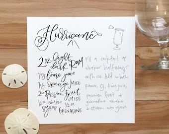 Dark & Stormy Calligraphy Cocktail Recipe Print | Etsy