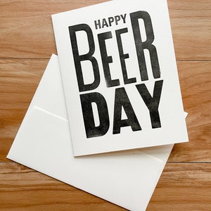 Happy Beer Day Birthday Letterpress Card - Etsy