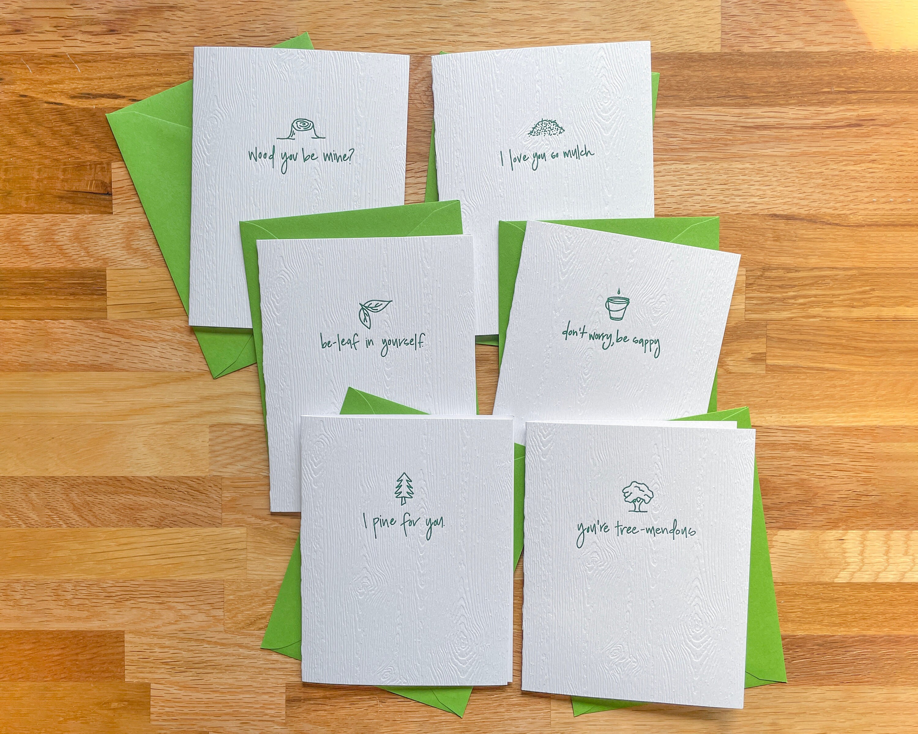 Letterpress Tree Pun Card Set 6 Any Occasion Cards With Minimal Symbol ...