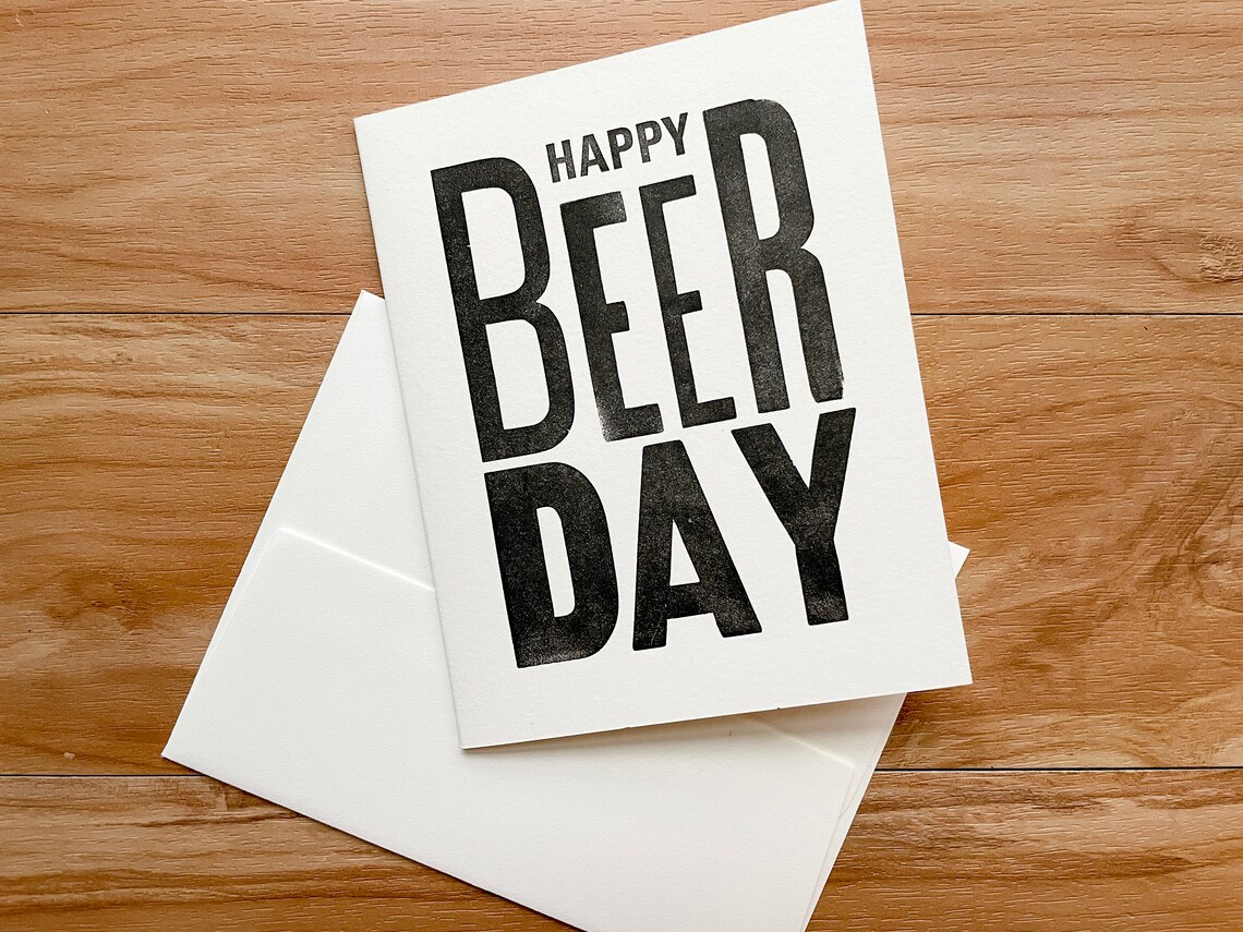 Happy Beer Day Birthday Letterpress Card - Etsy