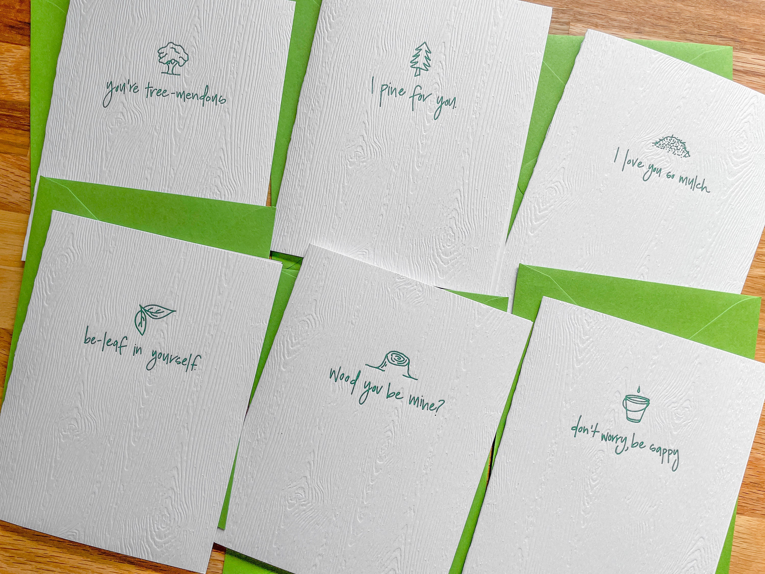 Letterpress Tree Pun Card Set 6 Any Occasion Cards With Minimal Symbol ...