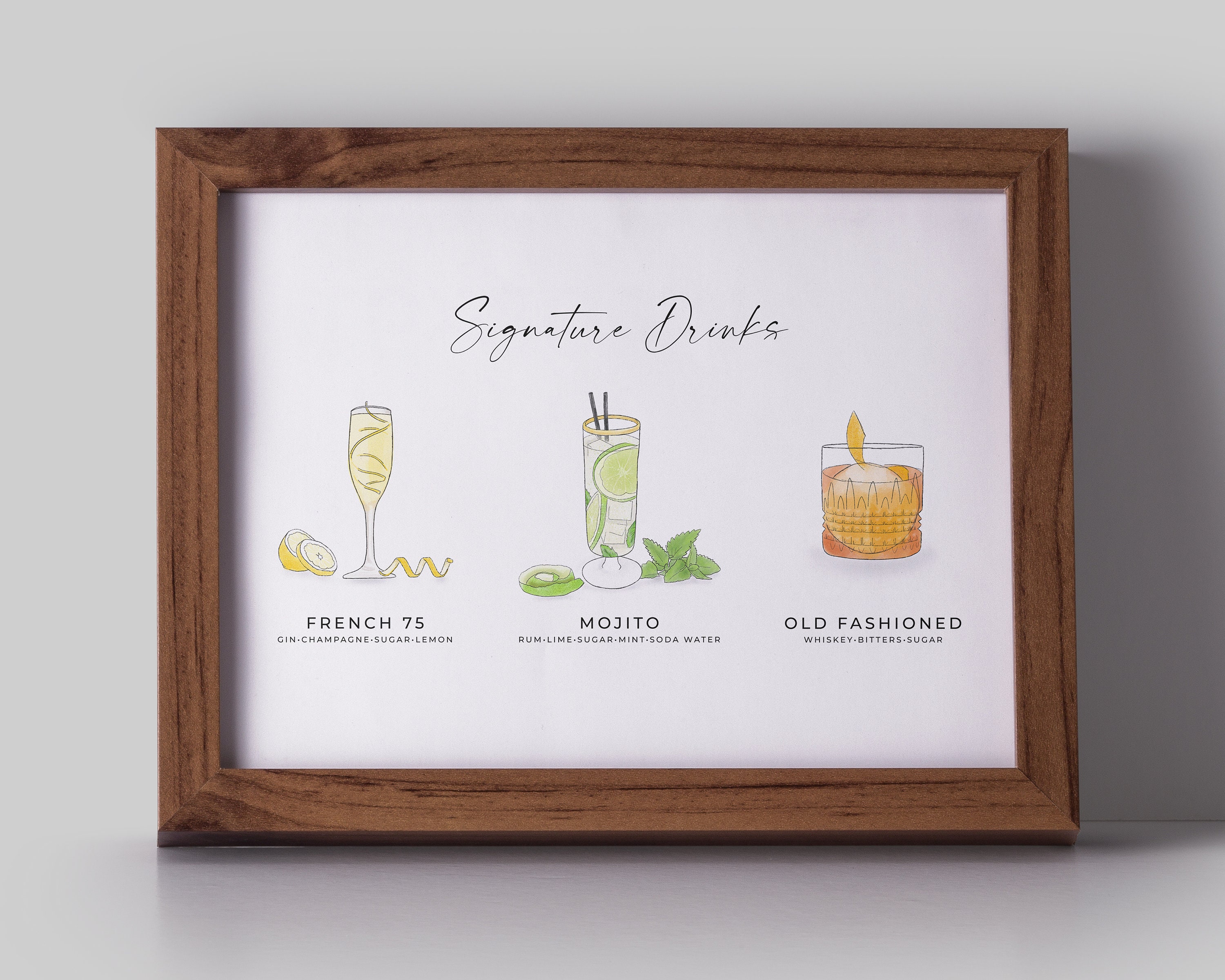 Custom Signature Cocktail Illustration, Made to Order Drinks Print ...