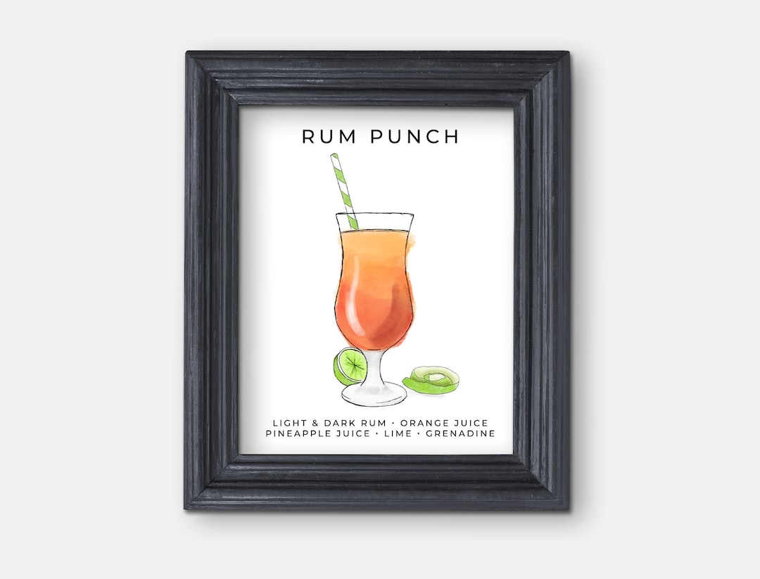 Rum Punch Cocktail Illustrations, Drinks Print, Signature Cocktail Sign ...