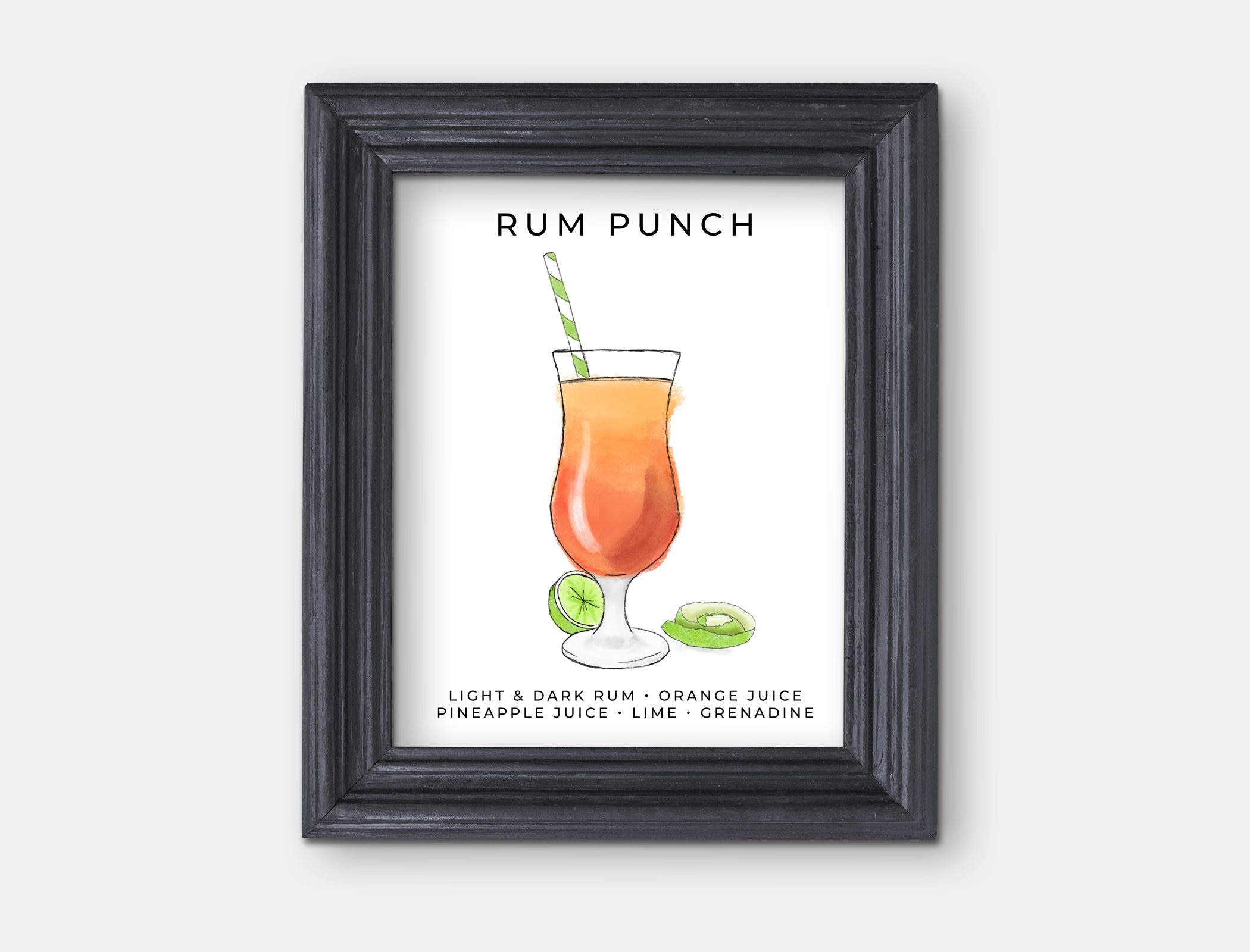 Rum Punch Cocktail Illustrations, Drinks Print, Signature Cocktail Sign ...
