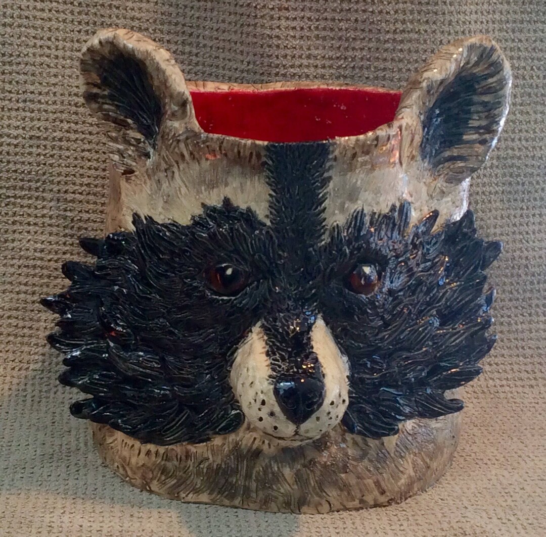 Raccoon Face Planter Handmade in US From a Lump of Clay. - Etsy