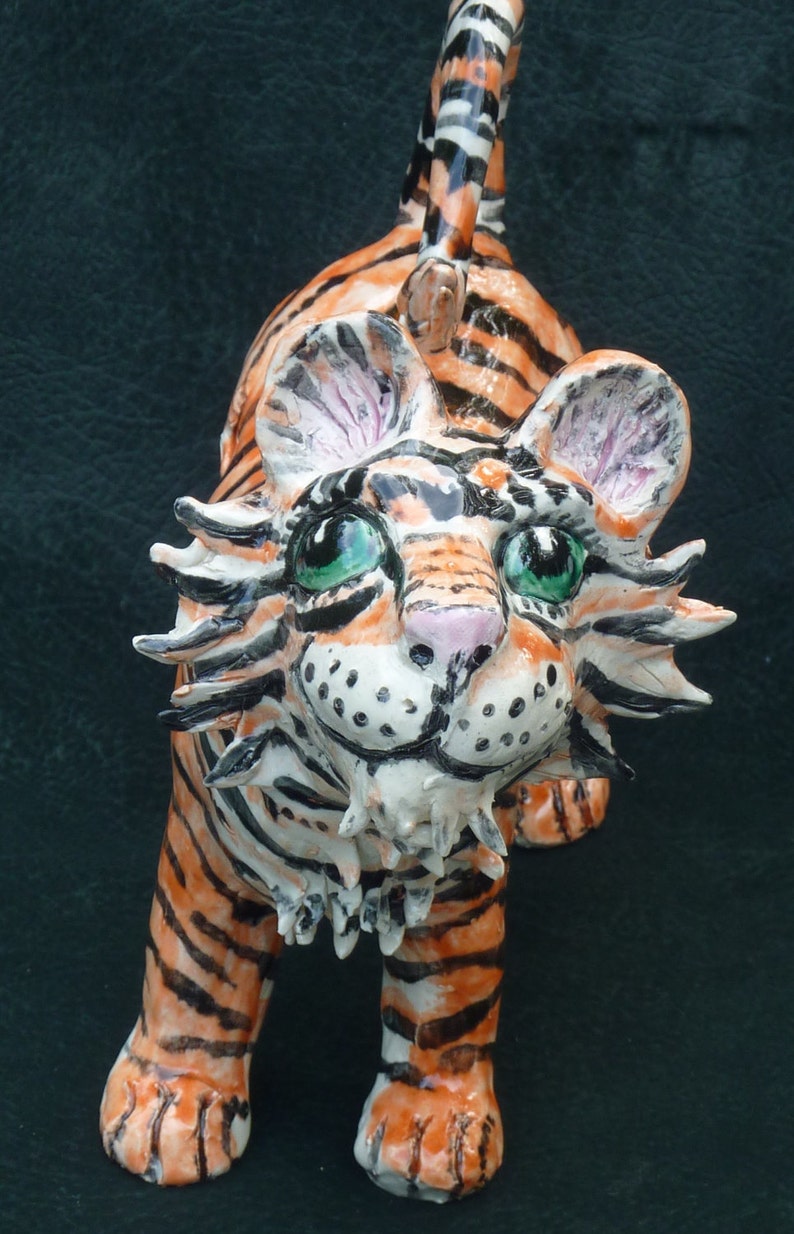 Tiger Sculpture Handmade in USA From a Lump of Clay No Molds - Etsy