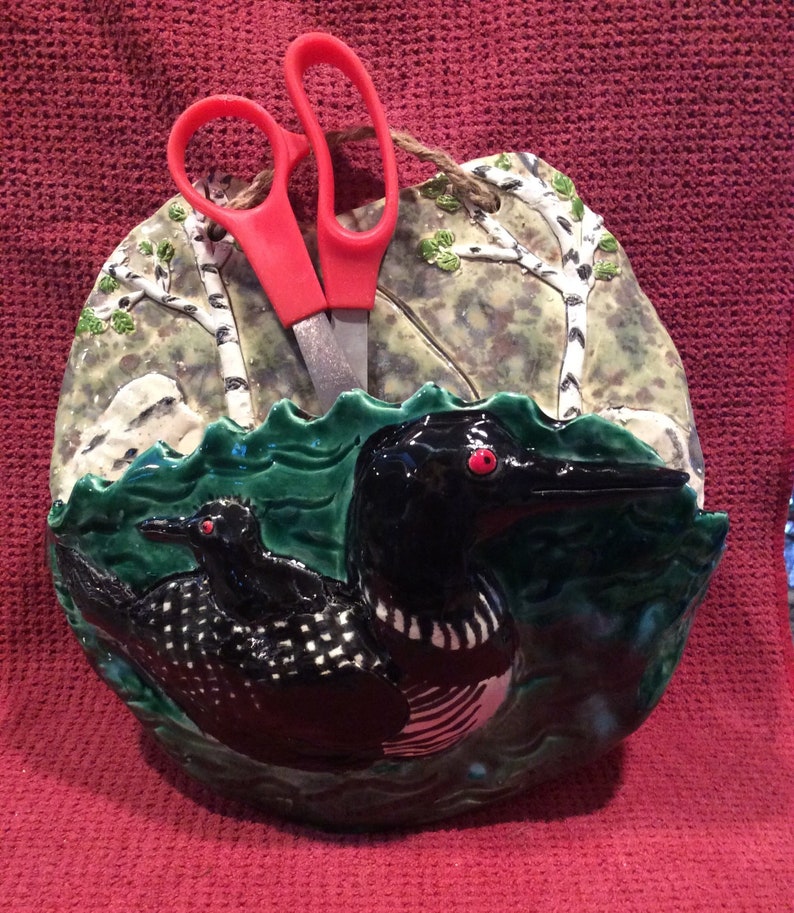 Loon Wall Pocket handmade from a lump of clay | Etsy