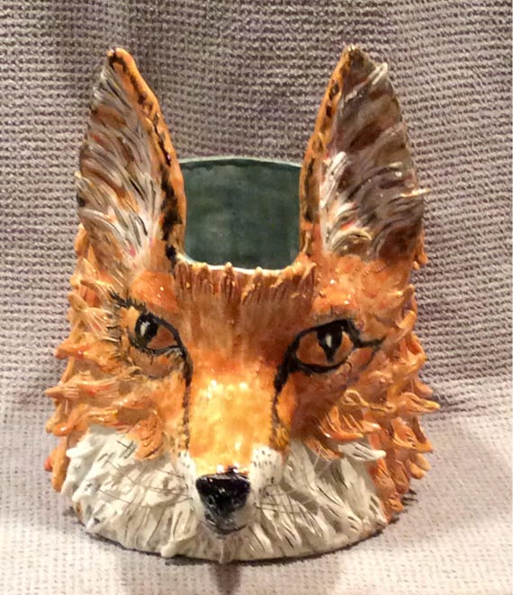 Fox Face Vase or Planter Handmade in U.S. From a Lump of Clay | Etsy