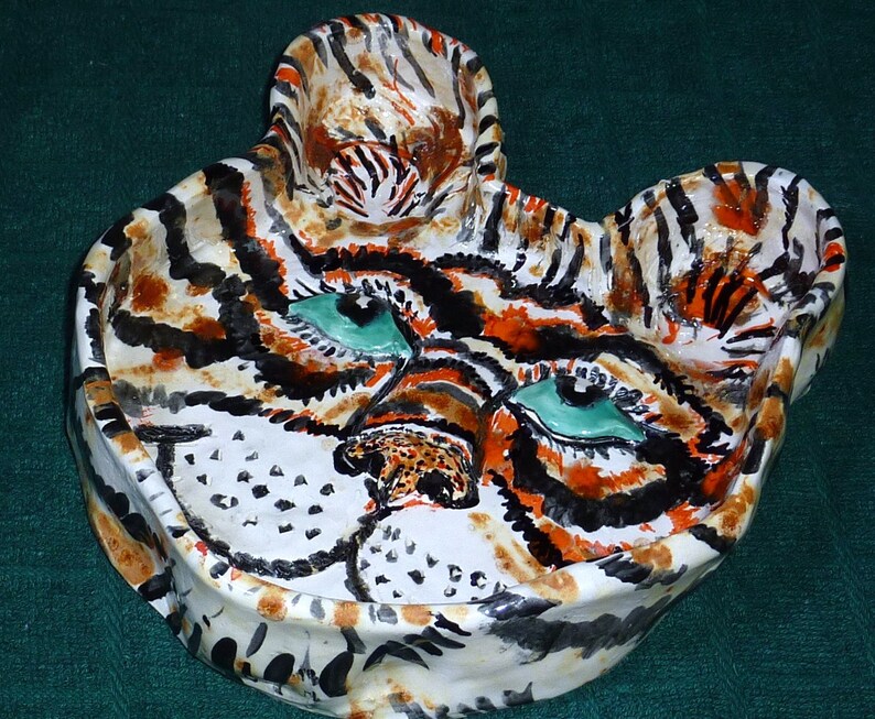Tiger Bowl Sculpture Handmade in USA From a Lump of Clay No Molds Are ...