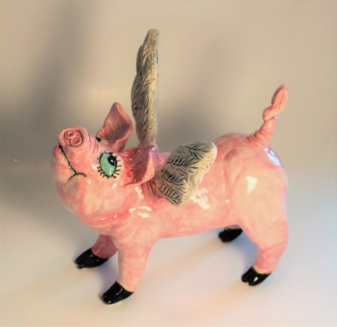 When Pigs Fly flying pig ceramic handmade in U.S. sold by | Etsy