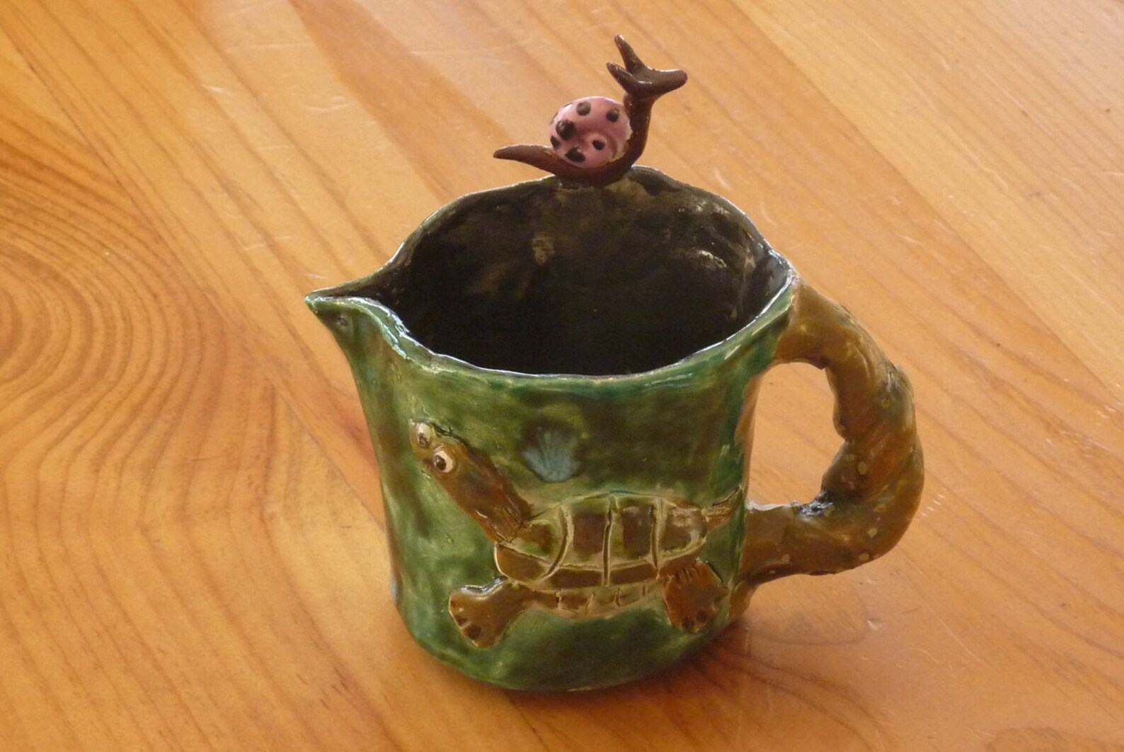 Sweet little pitcher or creamer with a Loon turtle and | Etsy