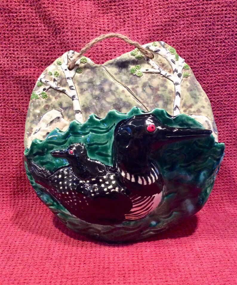 Loon Wall Pocket handmade from a lump of clay | Etsy