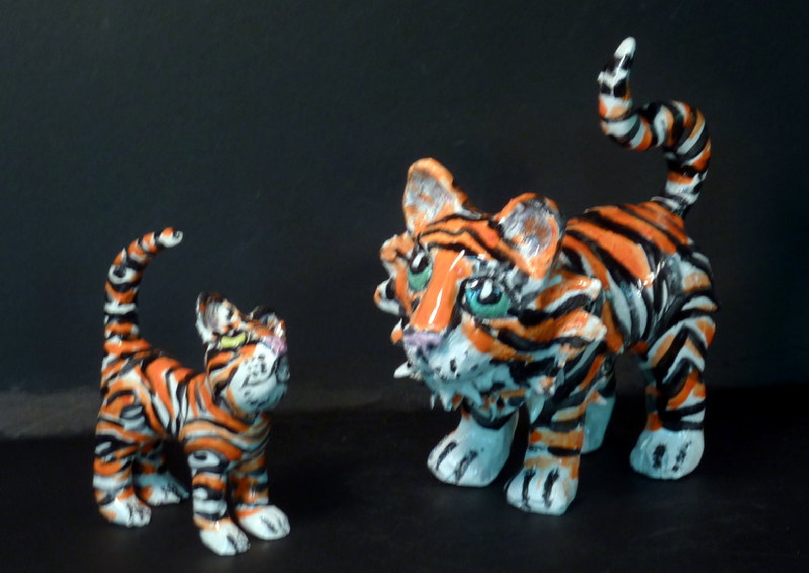 Tiger Sculptures Handmade in USA From a Lump of Clay Totally Unique ...
