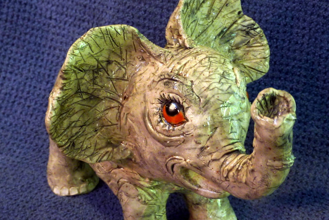 Elephant handmade in U.S. from a lump of clay can be | Etsy