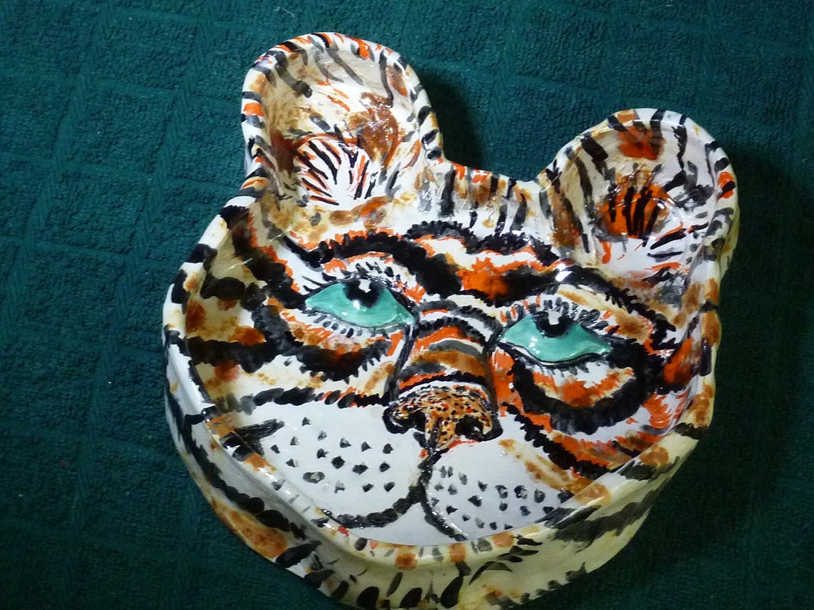Tiger Bowl Sculpture Handmade in USA From a Lump of Clay No Molds Are ...