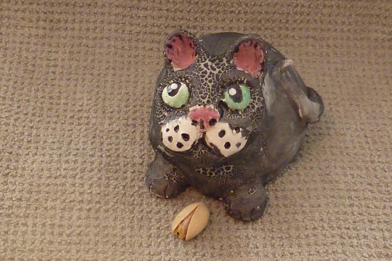 Raqu Glaze Fat Cat Sculpture Handmade From a Lump of Clay Totally ...