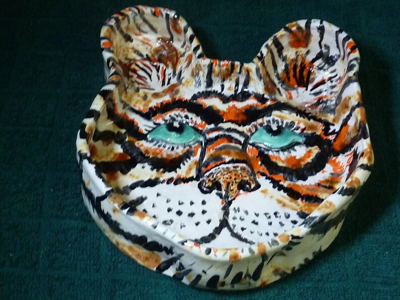 Tiger Bowl Sculpture Handmade in USA From a Lump of Clay No Molds Are ...