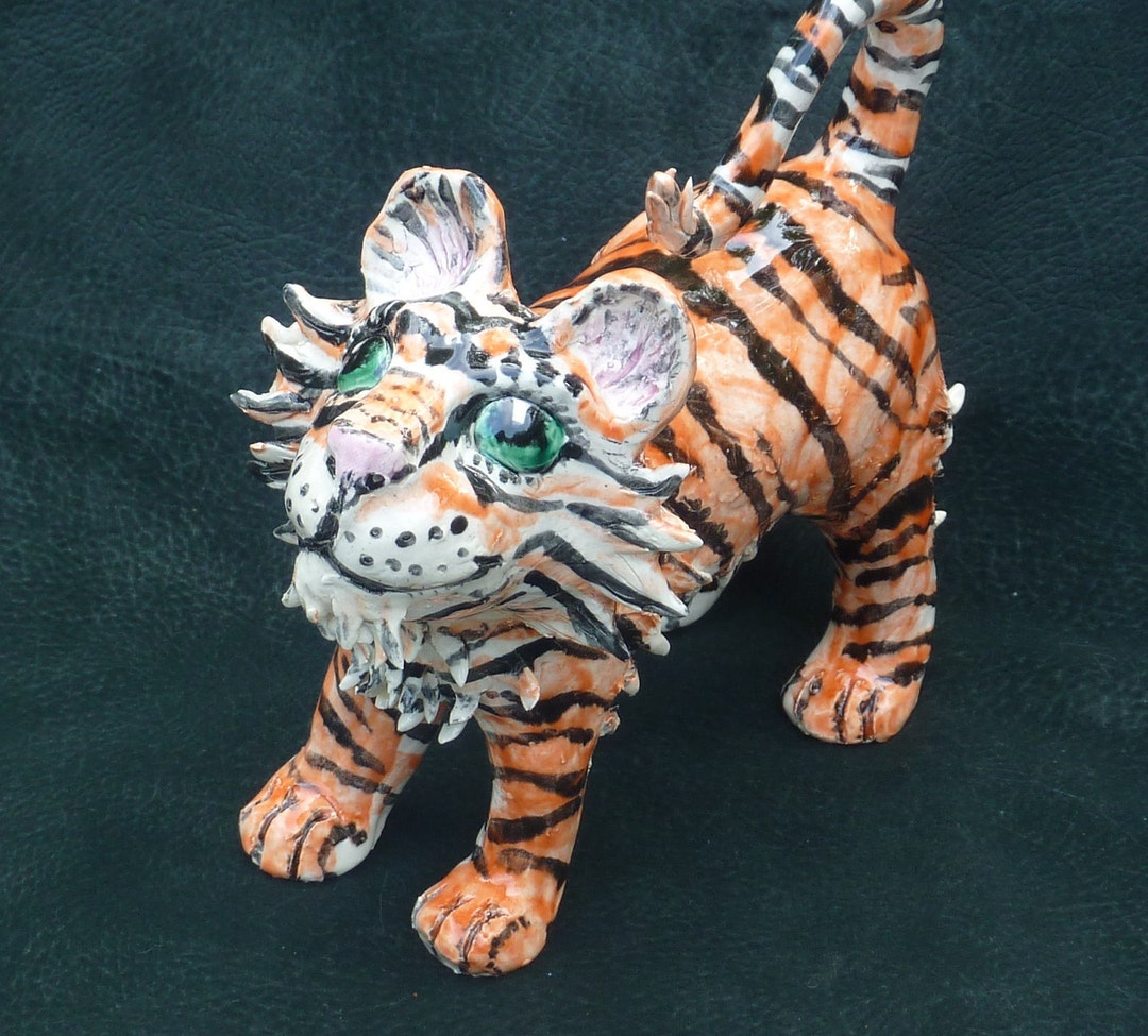 Tiger Sculpture Handmade in USA From a Lump of Clay No Molds Are Ever ...