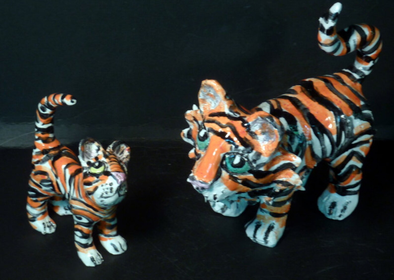 Tiger Sculptures Handmade in USA From a Lump of Clay Totally Unique ...