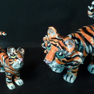 Tiger Sculptures Handmade in USA From a Lump of Clay Totally Unique ...