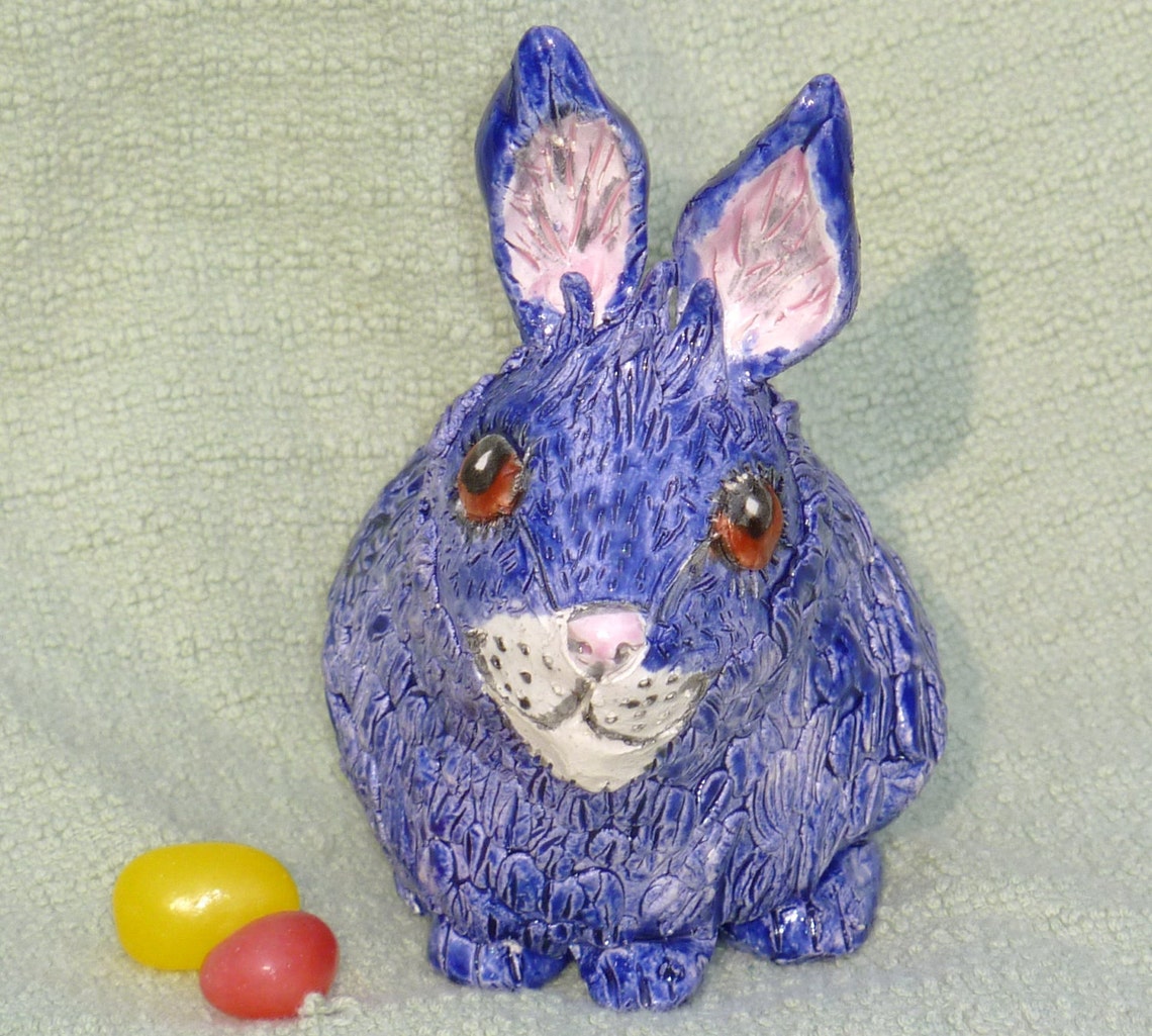 Cobalt Blue Bunny Lucky Rabbit Handmade in USA from a lump of - Etsy Italia