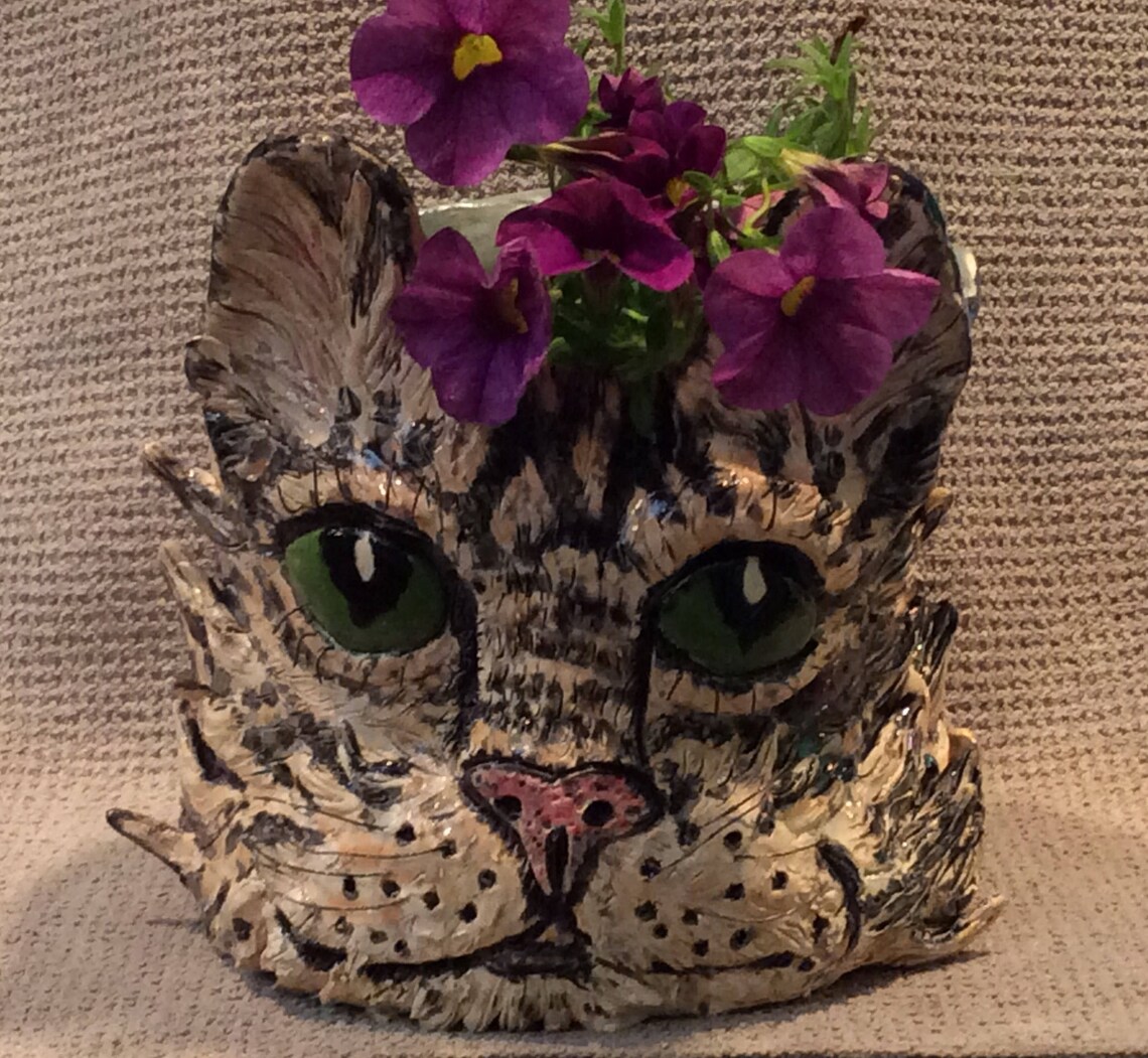 Fox Face Vase or Planter Handmade in U.S. From a Lump of Clay - Etsy